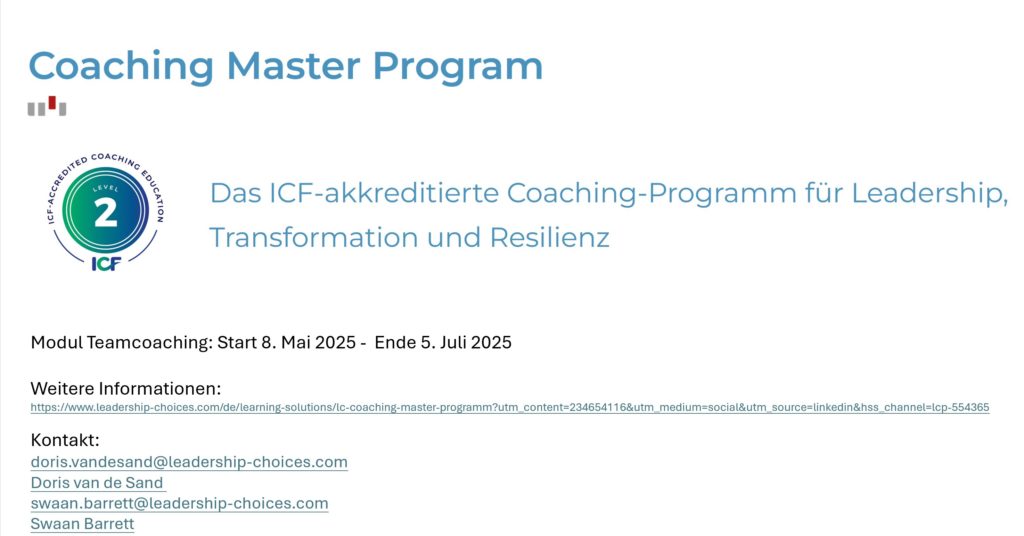 Coaching Masterprogramm - Modul Teamcoaching - ICF Events